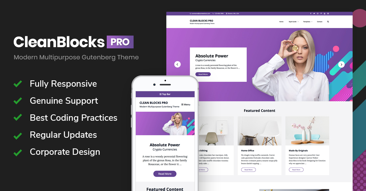 Clean Blocks Pro | Premium multipurpose Gutenberg WordPress theme