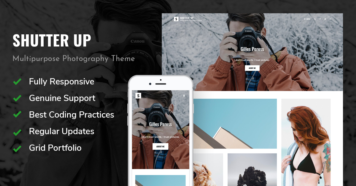 Shutter Up - Simple and Elegant Free Photography WordPress Theme
