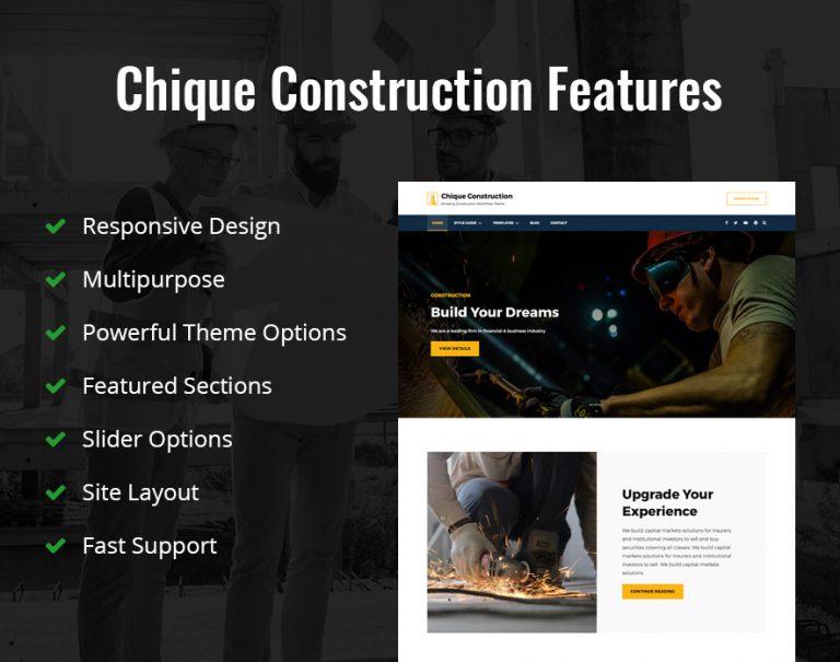 Chique Construction – A Free Responsive Construction WordPress Theme