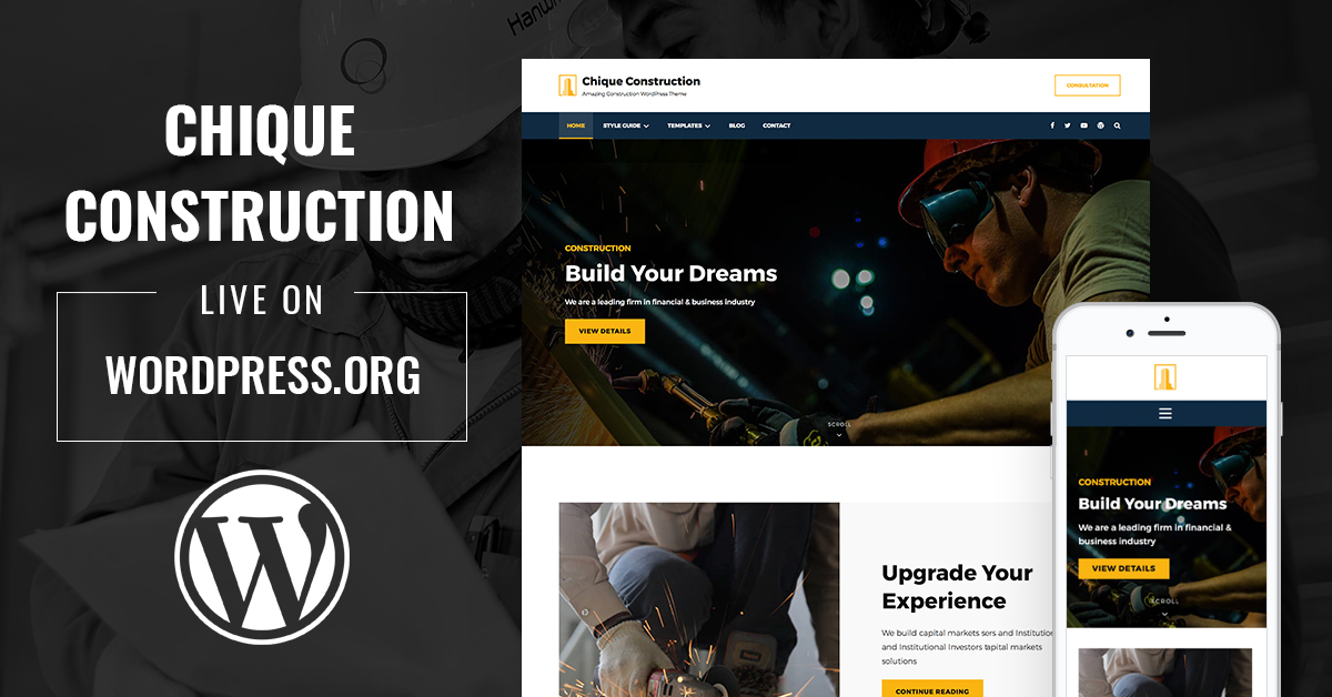 Our Chique Construction Theme is now Live on WordPress.org