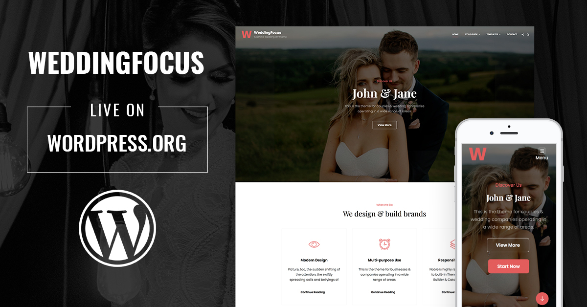 Our WeddingFocus Theme is now Live on WordPress.org - Catch Themes