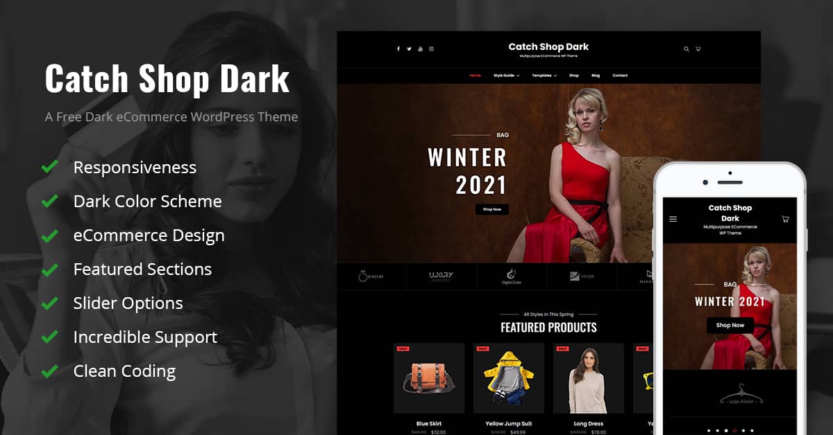Catch Shop Dark – A Free Dark eCommerce WordPress Theme - Catch Themes