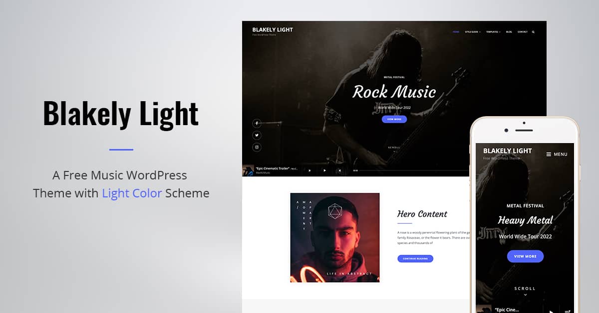 Blakely Light – A Free Music WordPress Theme with Light Color Scheme