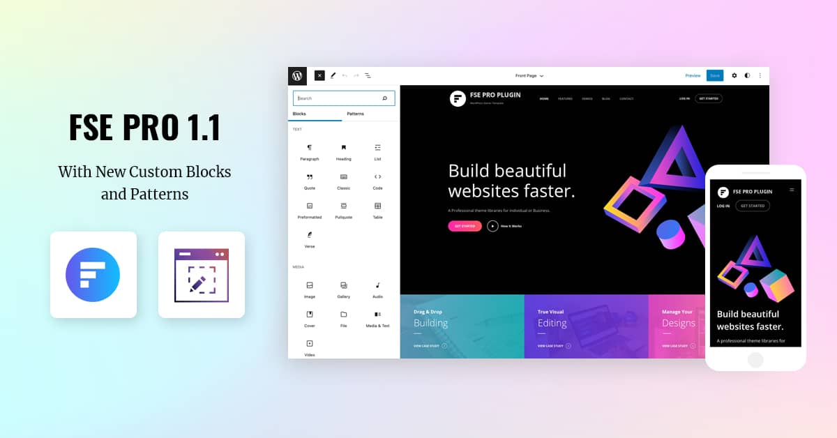 FSE Pro 1.1 Update Includes more Custom Blocks, Patterns, and more!