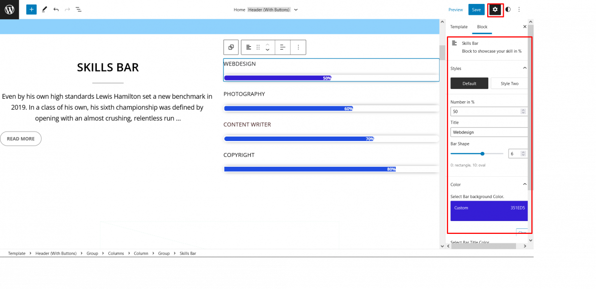 Skills Bar - Catch Themes