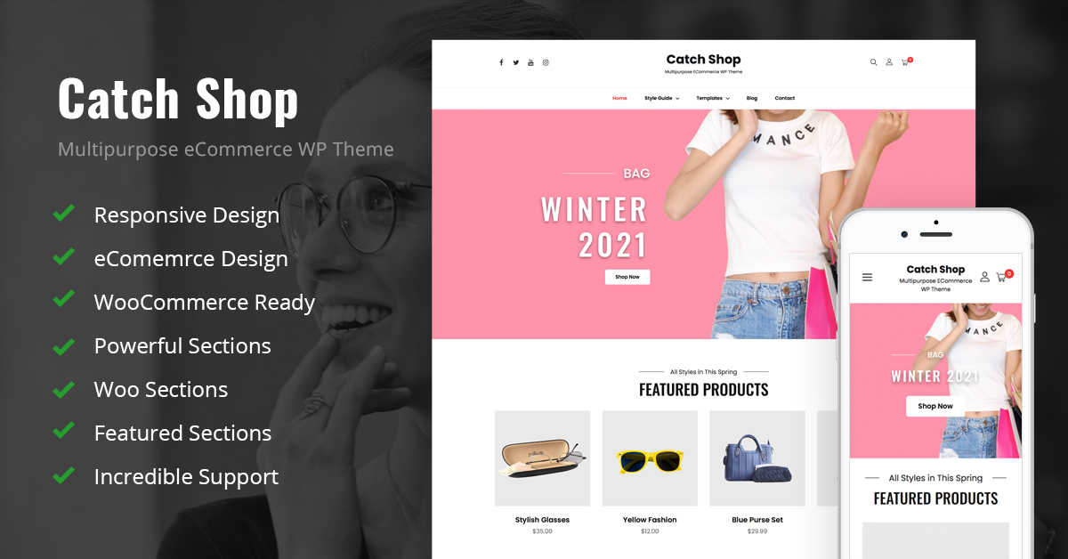 Catch Shop is a Free eCommerce WordPress Theme
