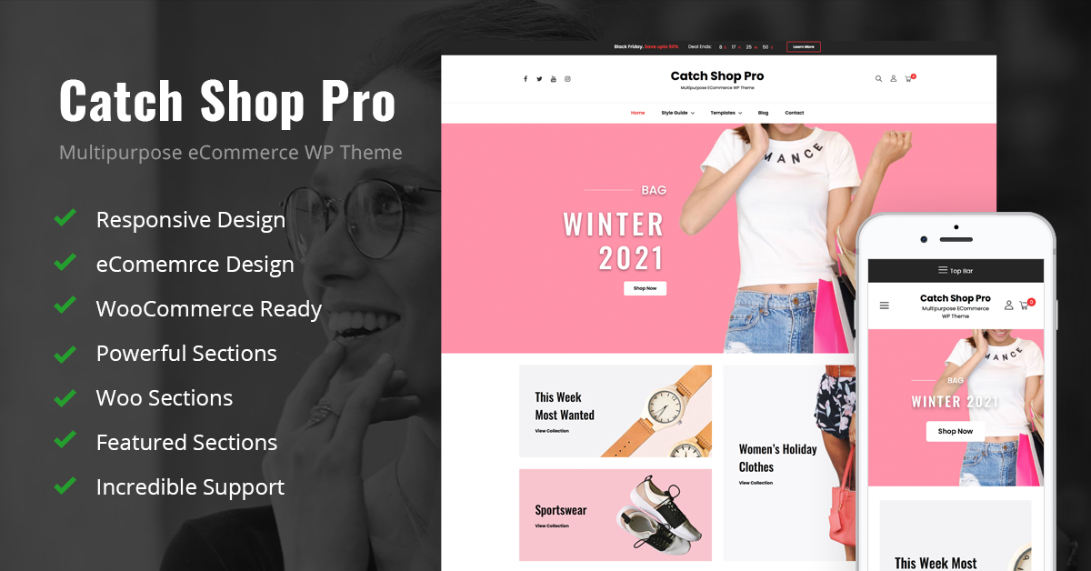 Catch Shop Pro is a Premium Multipurpose eCommerce WordPress theme