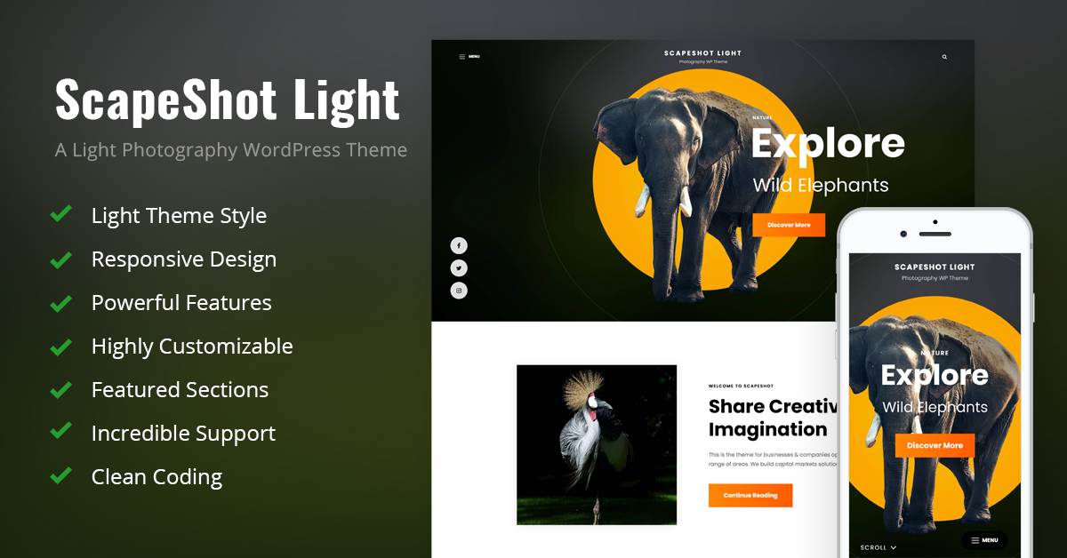 ScapeShot Light: Free Light Fullscreen Photography WordPress Theme